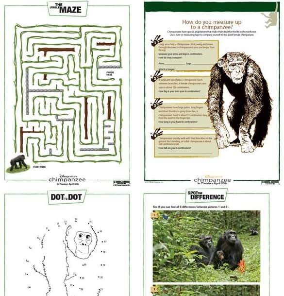 Disneynature's CHIMPANZEE - Activity Sheets and Educator's Guide Now ...